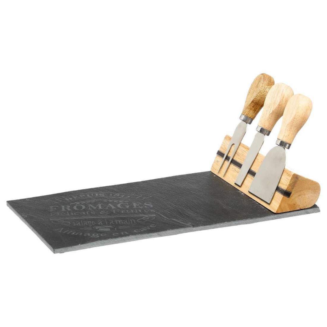 Ostebrett med 3 kniver - skifer | eStore