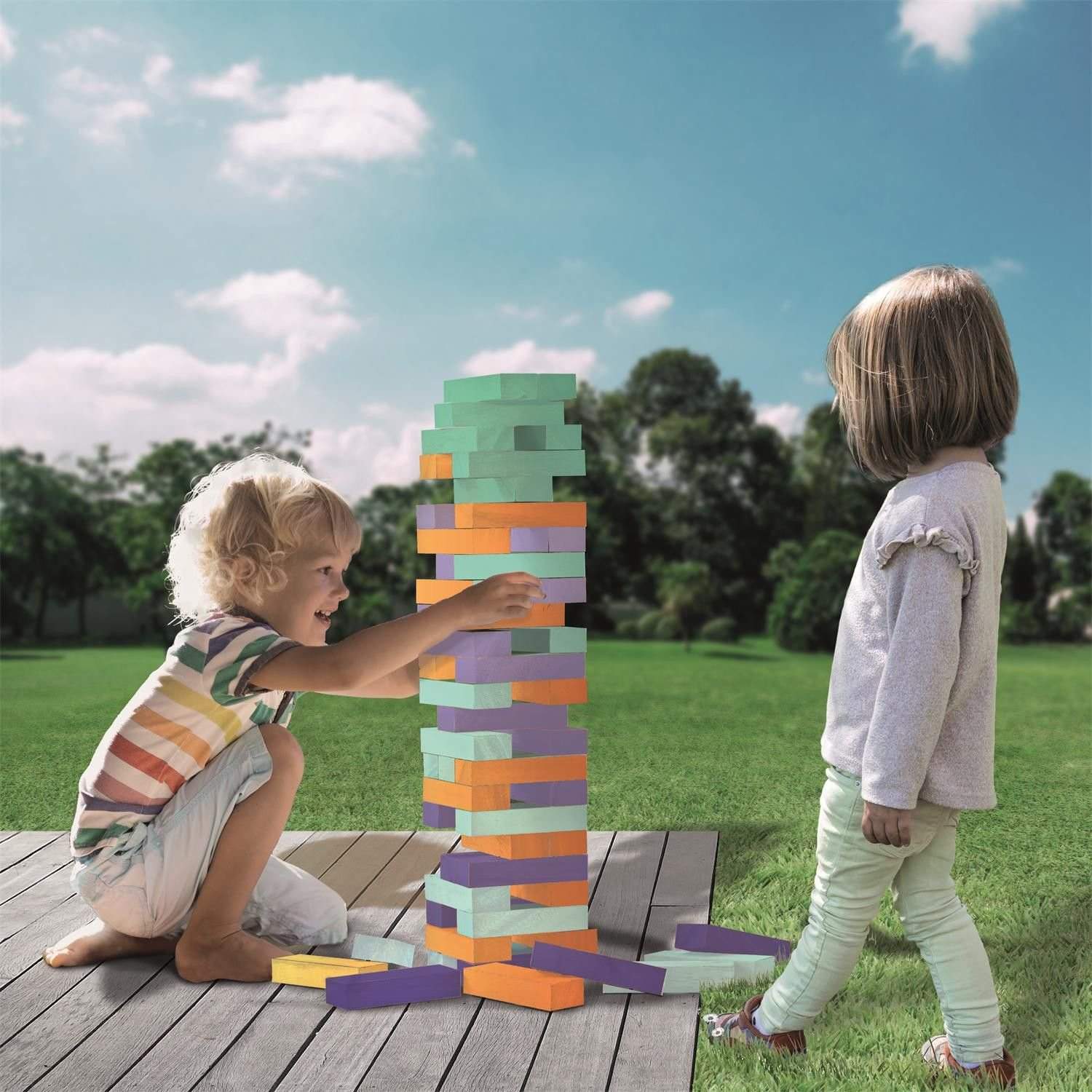 Stort jenga-spill - myke blokker - flerfarget | eStore