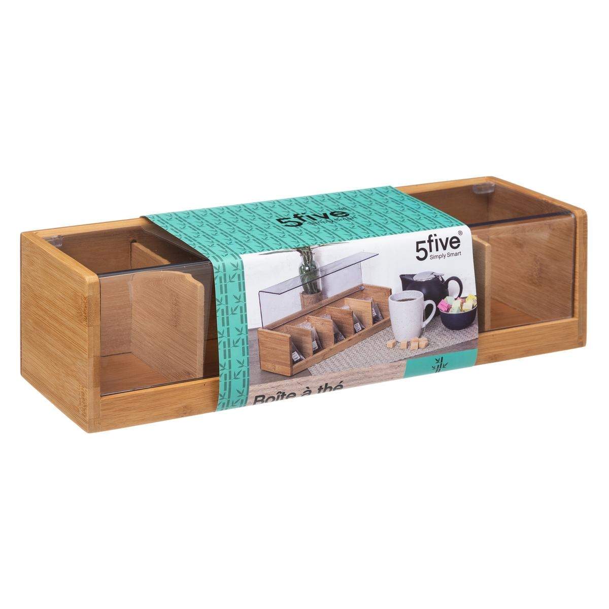 Oppbevaringsboks i bambus med 5 rom | eStore