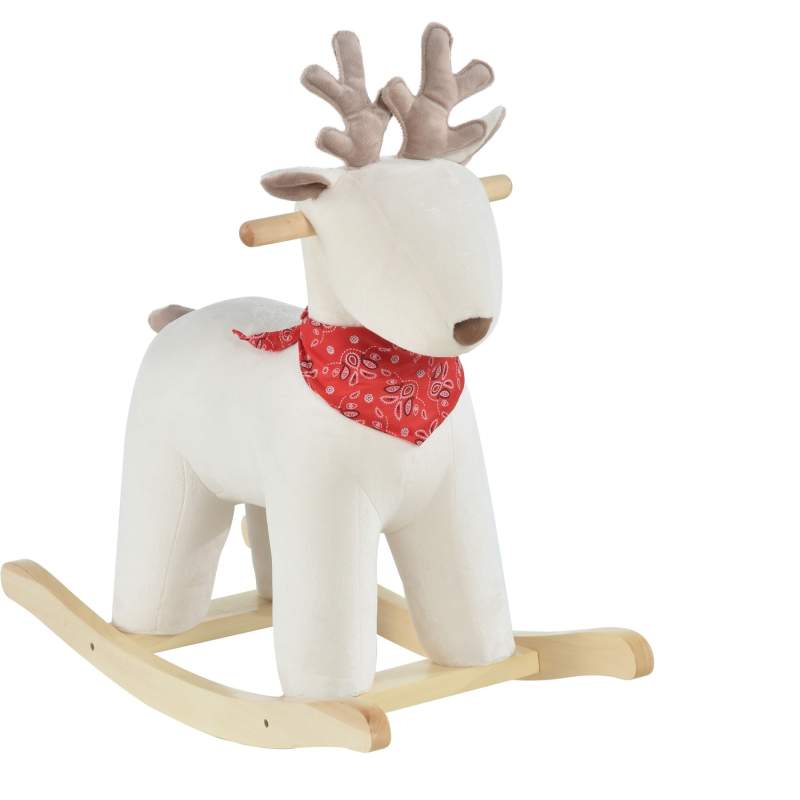 Rocking White Plush Deer med dyrelyder for barn | eStore