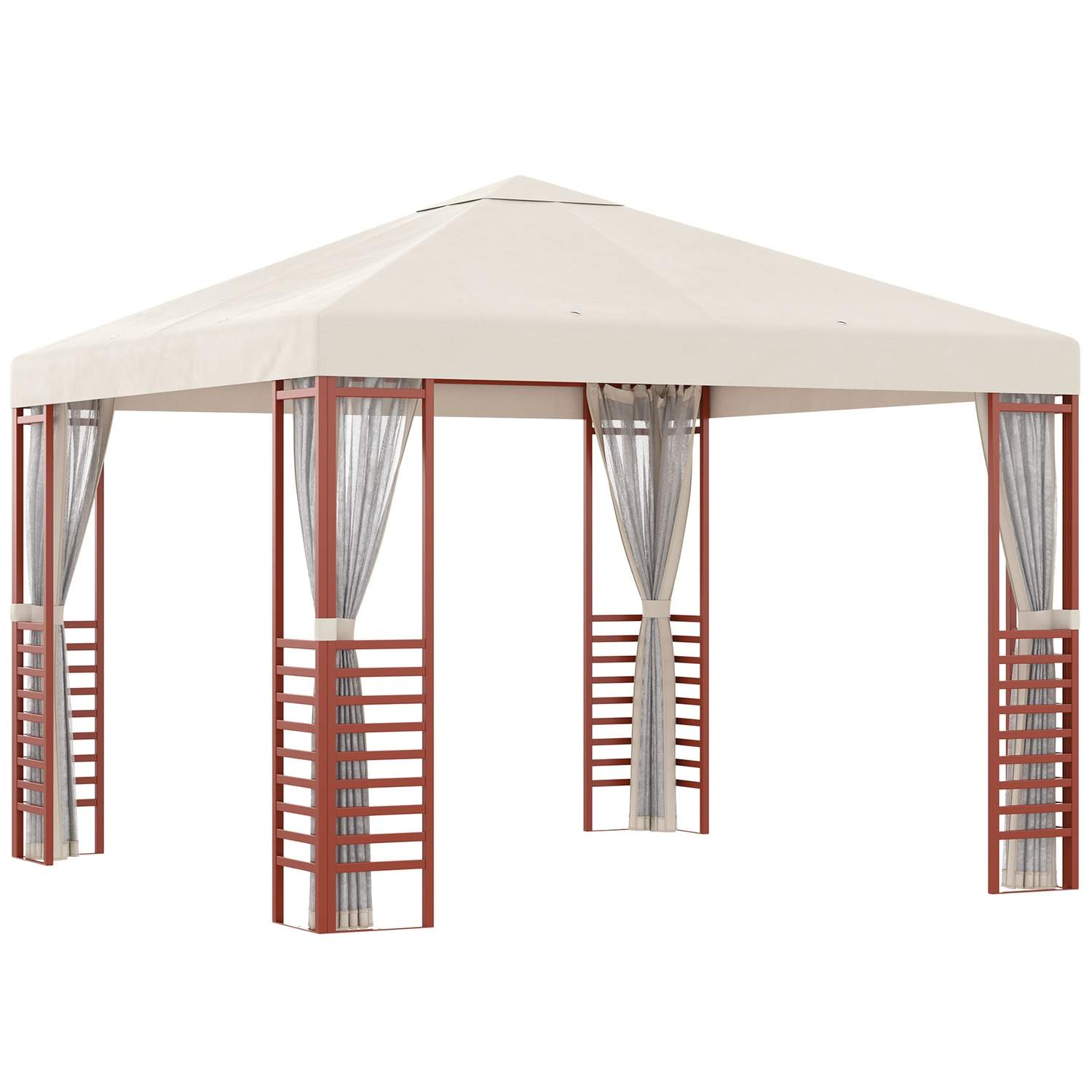 Partytelt 3x3m for 15 personer med fluenett, Beige | eStore