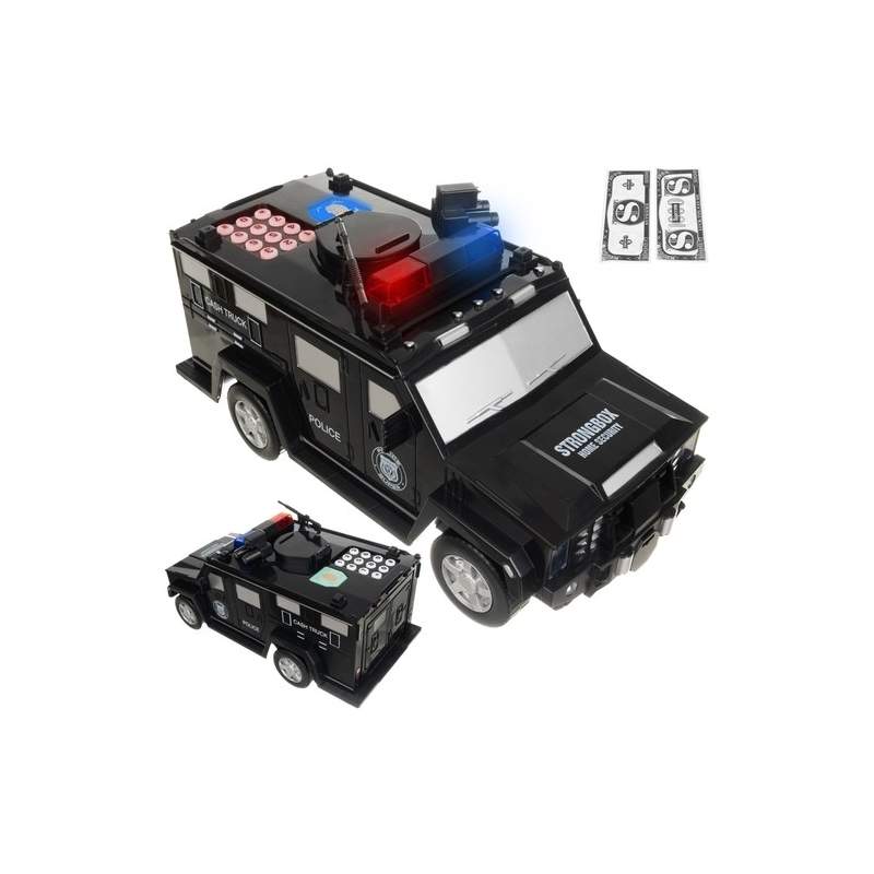 Interaktiv politibil sparegris med lys og fingeravtrykk | eStore