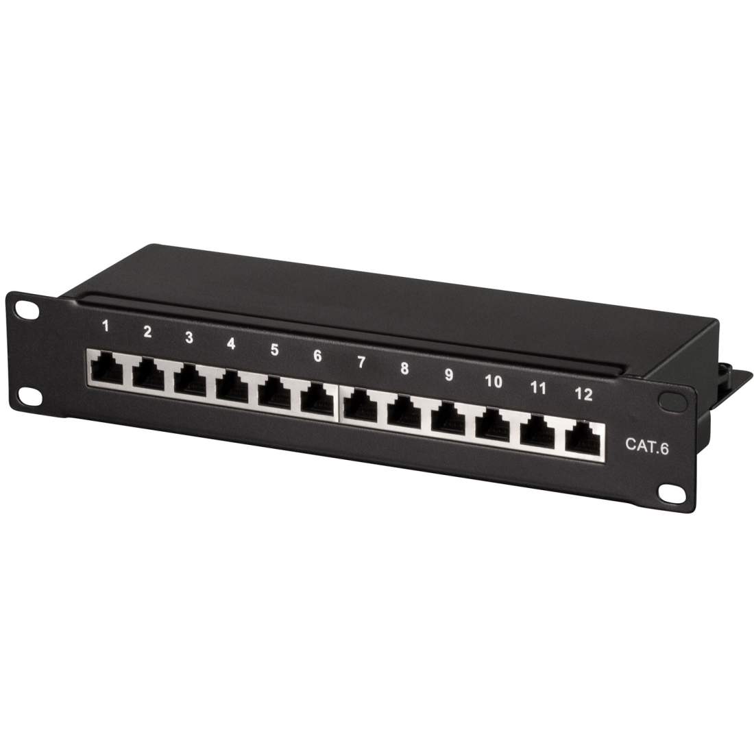 Patch panel 12-ports Cat6 for 10" rack U1 Black | eStore