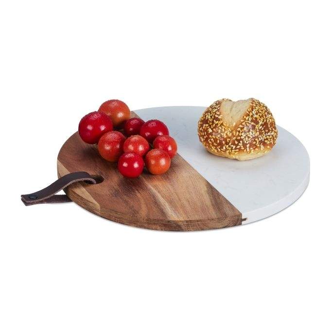 Rundt skjærebrett i tre og marmor | eStore