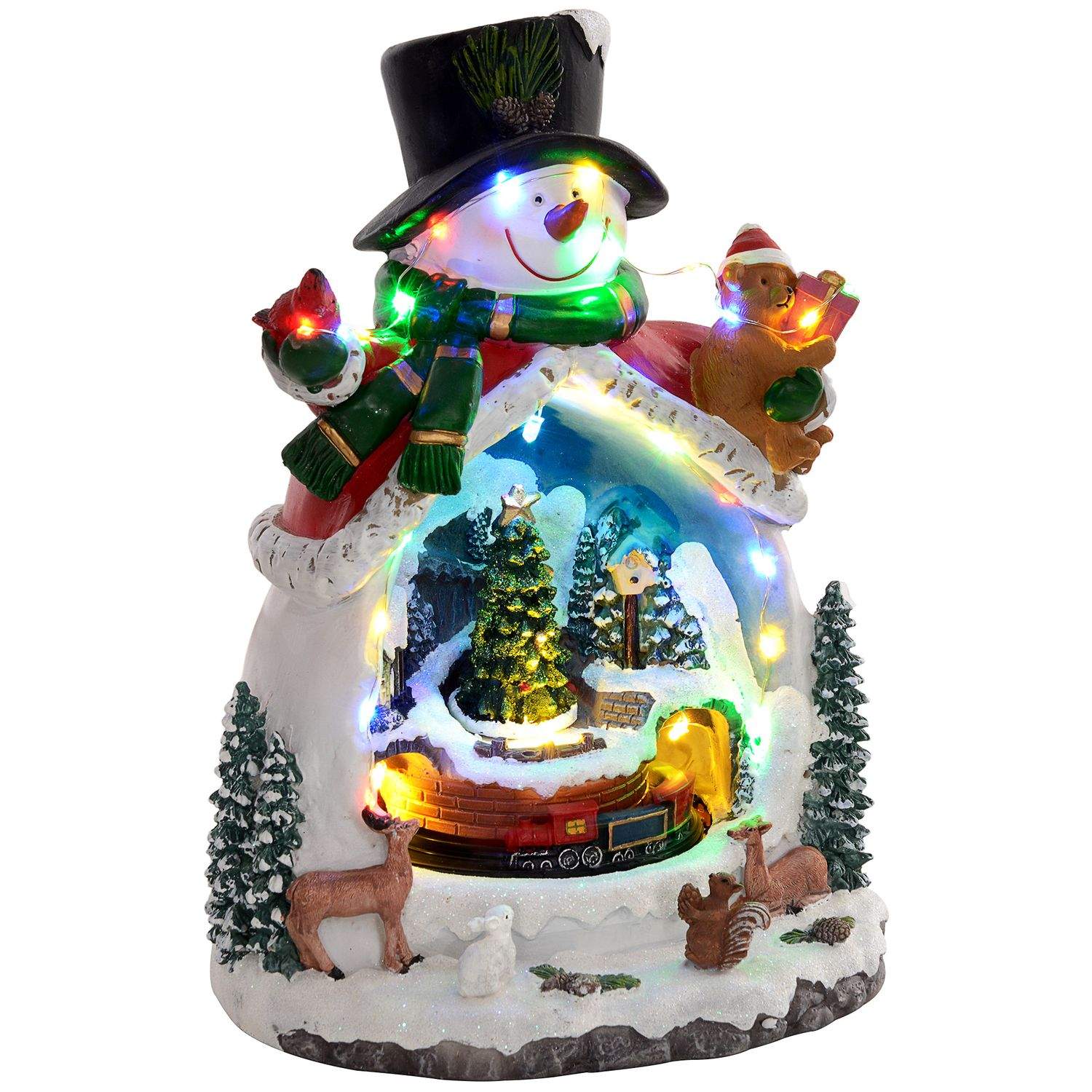 Christmas Village Christmas Town med LED-lys, musikk, snømann, jule...