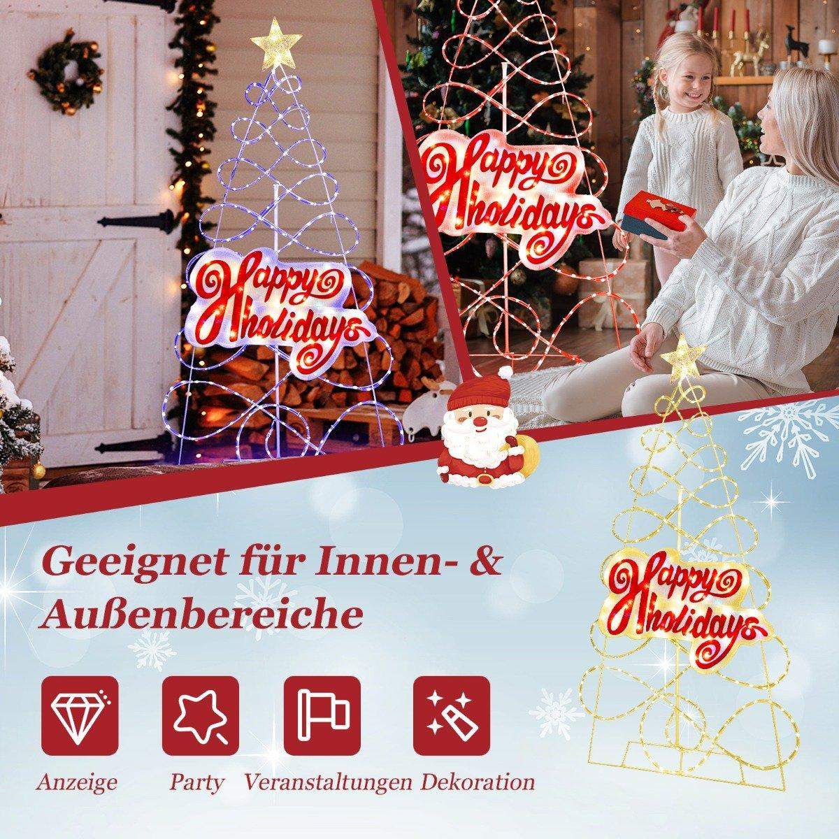 170 cm LED-juletre med fargeskiftende lys & 6 lysmoduser & bokstave...