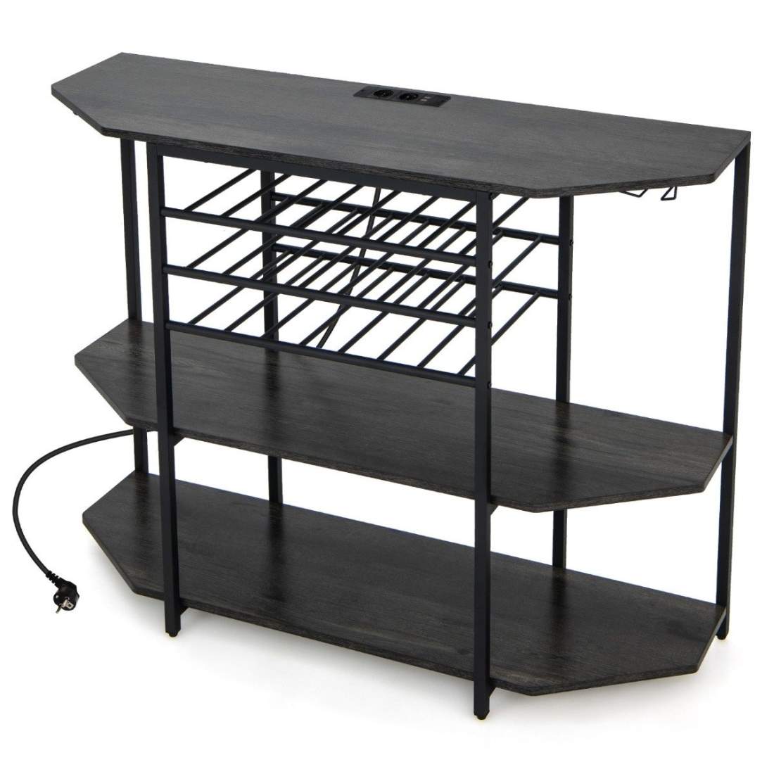 3-lags industrielt vinstativ med stikkontakter og flaskestativ og g...