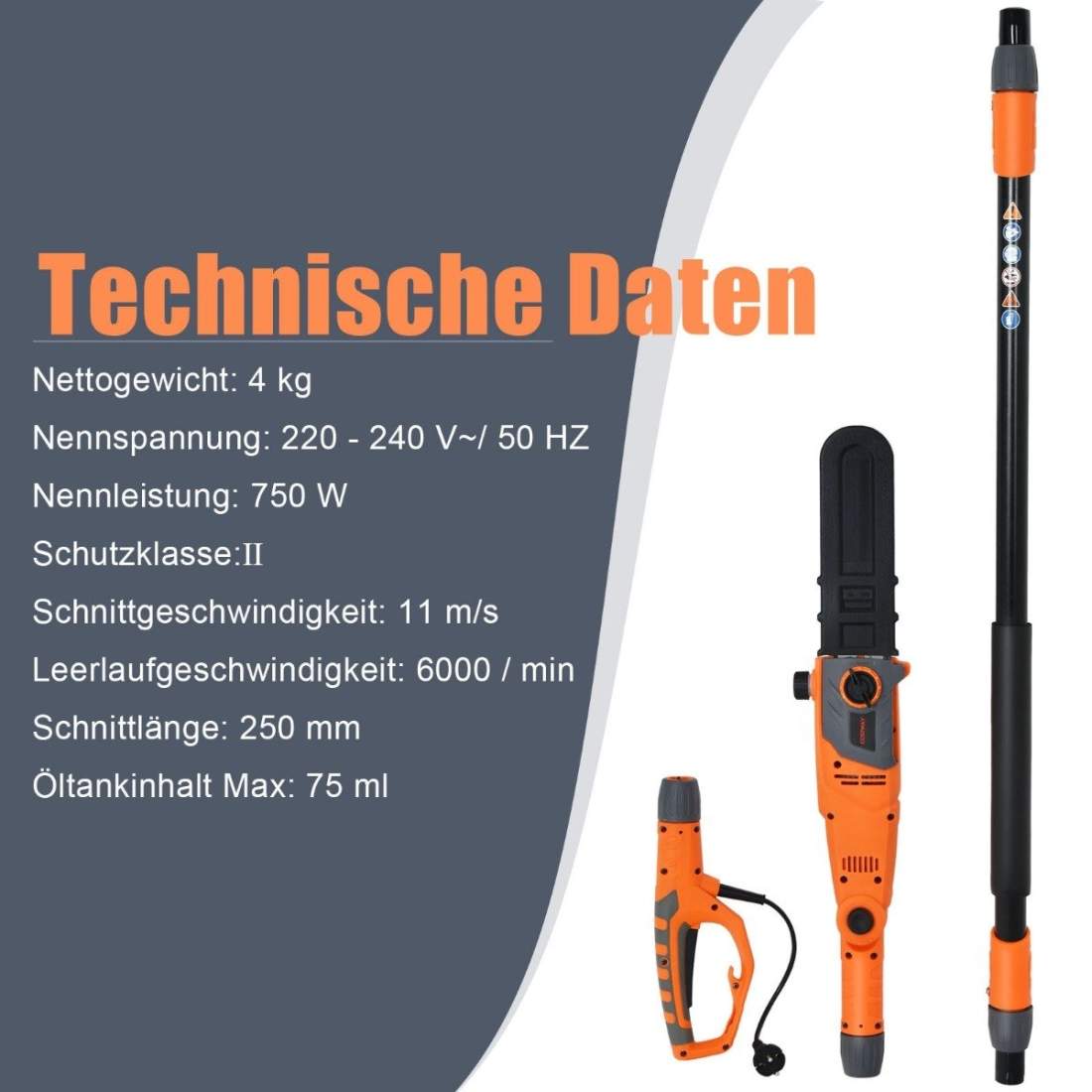 Elektrisk stangsag – Justerbar 212-286 cm, Multi-Angle Head | eStore