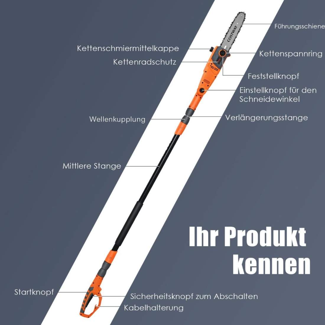 Elektrisk stangsag – Justerbar 212-286 cm, Multi-Angle Head | eStore