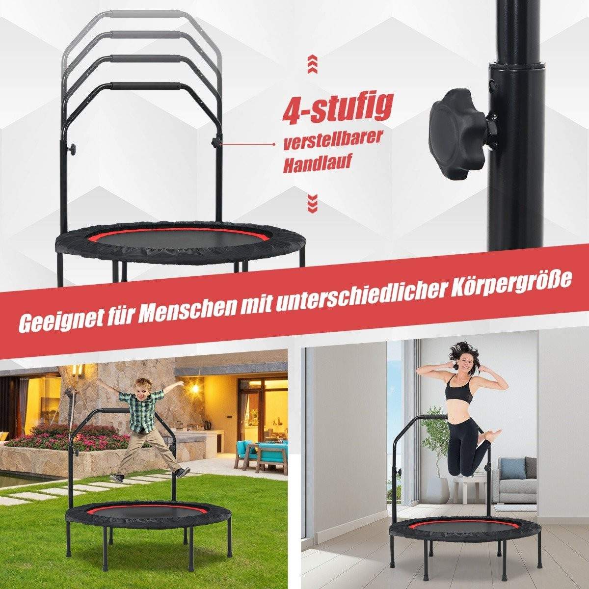 Fitness trampoline med justerbart håndtak og motstandsbånd | eStore