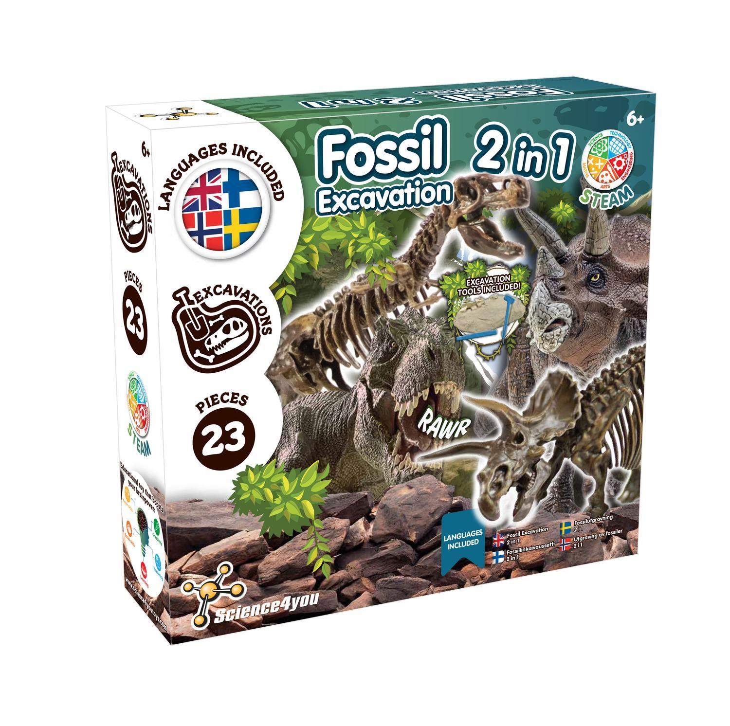 Dinosaurfossilutgravningssett, bygg T-Rex og Triceratops | eStore