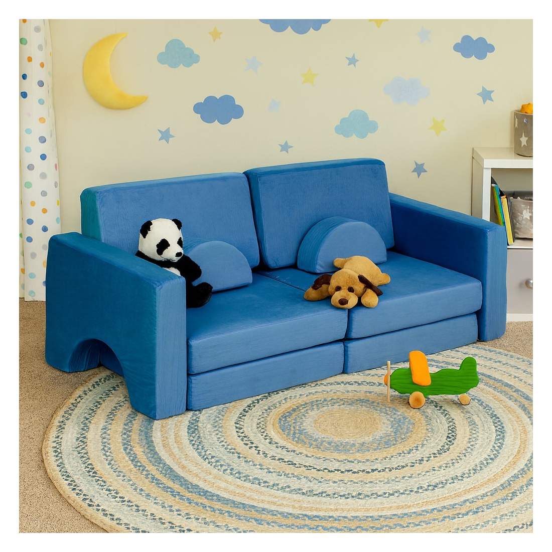 Modulsofa for barn – 10 puter, blå, 2-personers | eStore