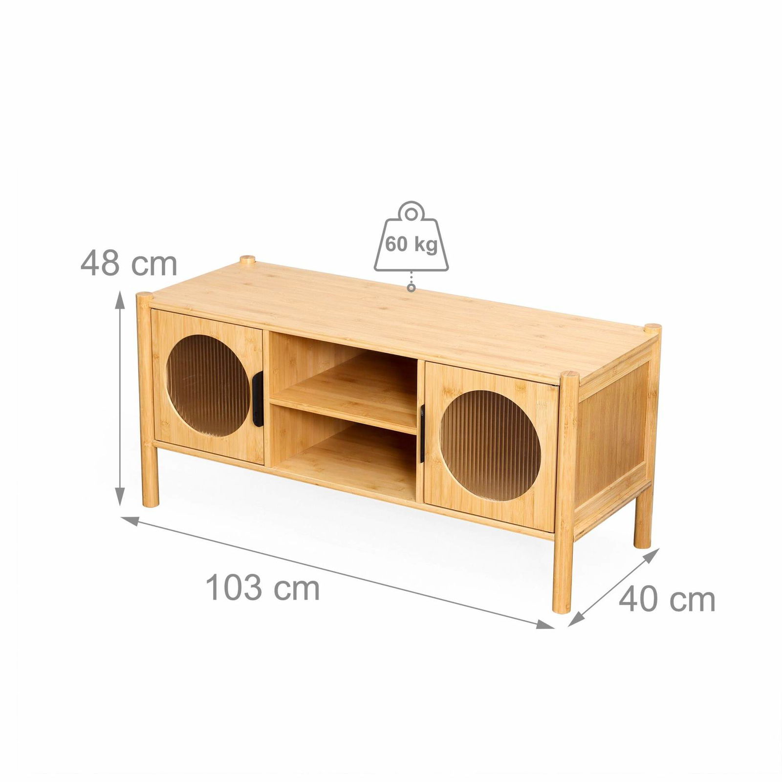 TV-benk med 2 dører – kabelhåndtering, moderne design | eStore