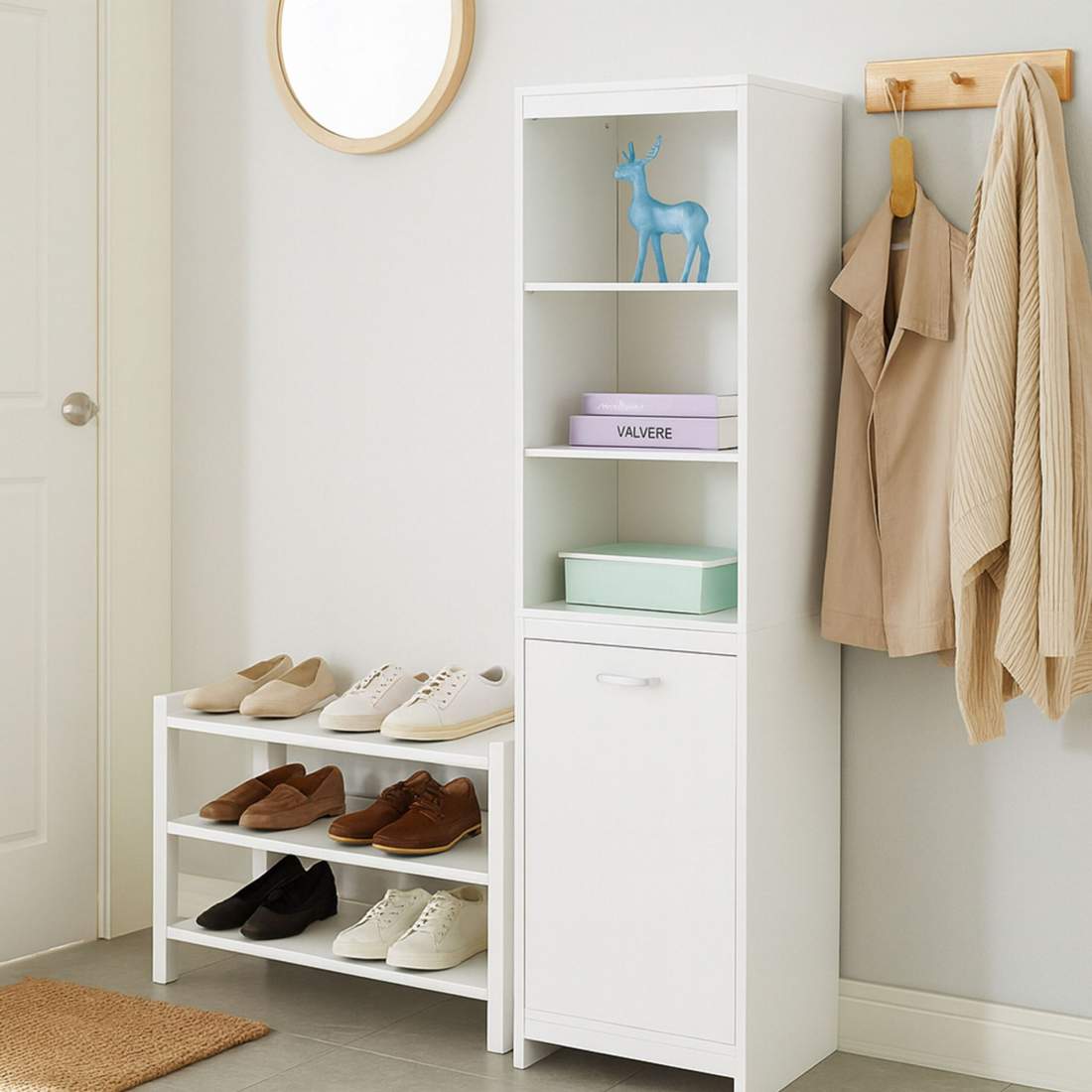 Vaskeromsskap med 44L pose – Fuktbestandig, 3 hyller | eStore