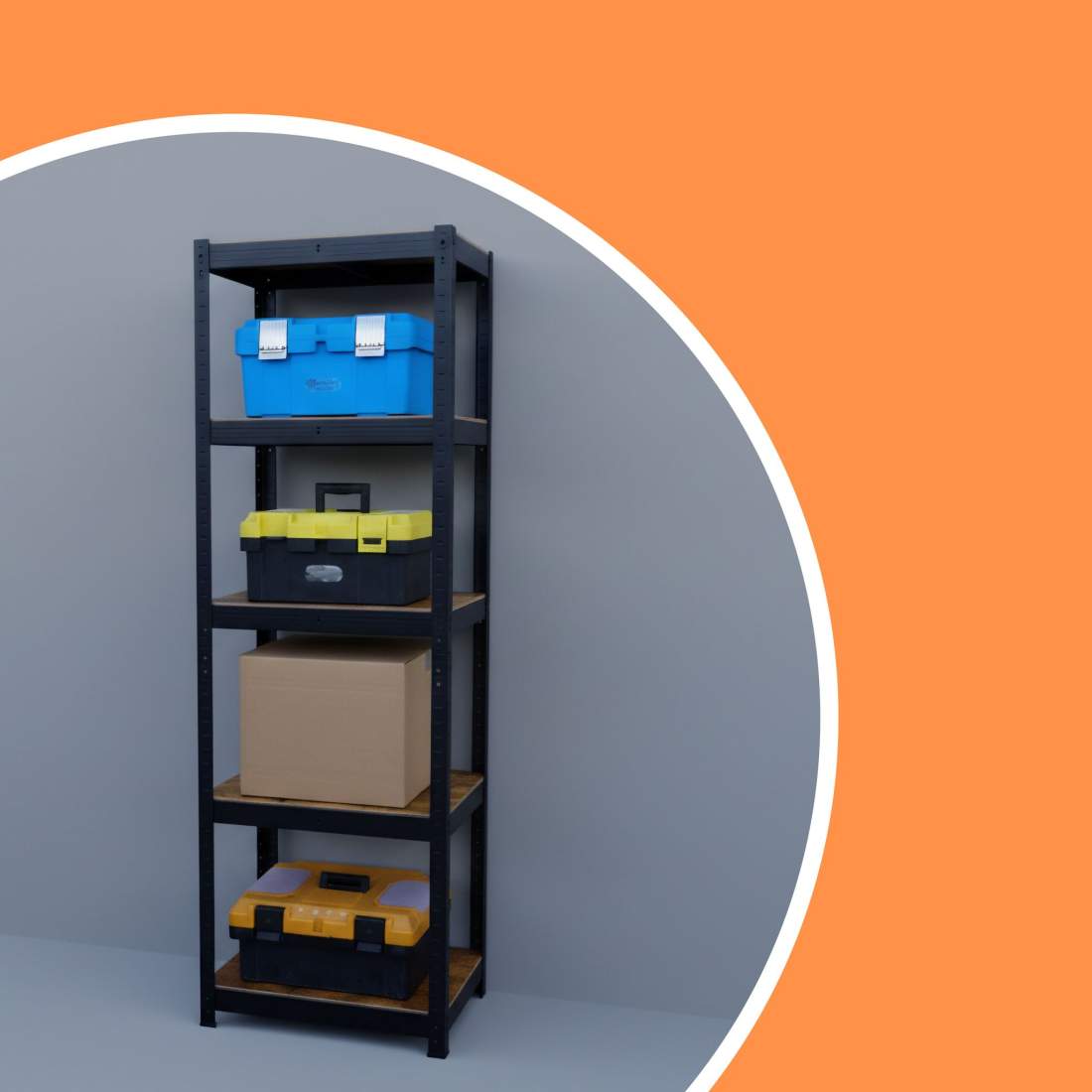 Kraftig stålhylle, justerbar 180x60x30 cm | eStore
