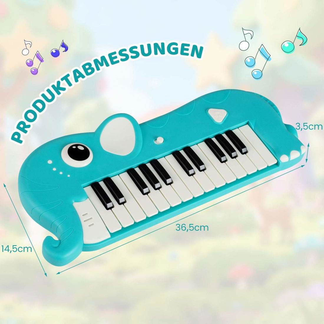 Digitalt piano for barn – 25 tangenter, musikk og lys, dinosaur/ele...