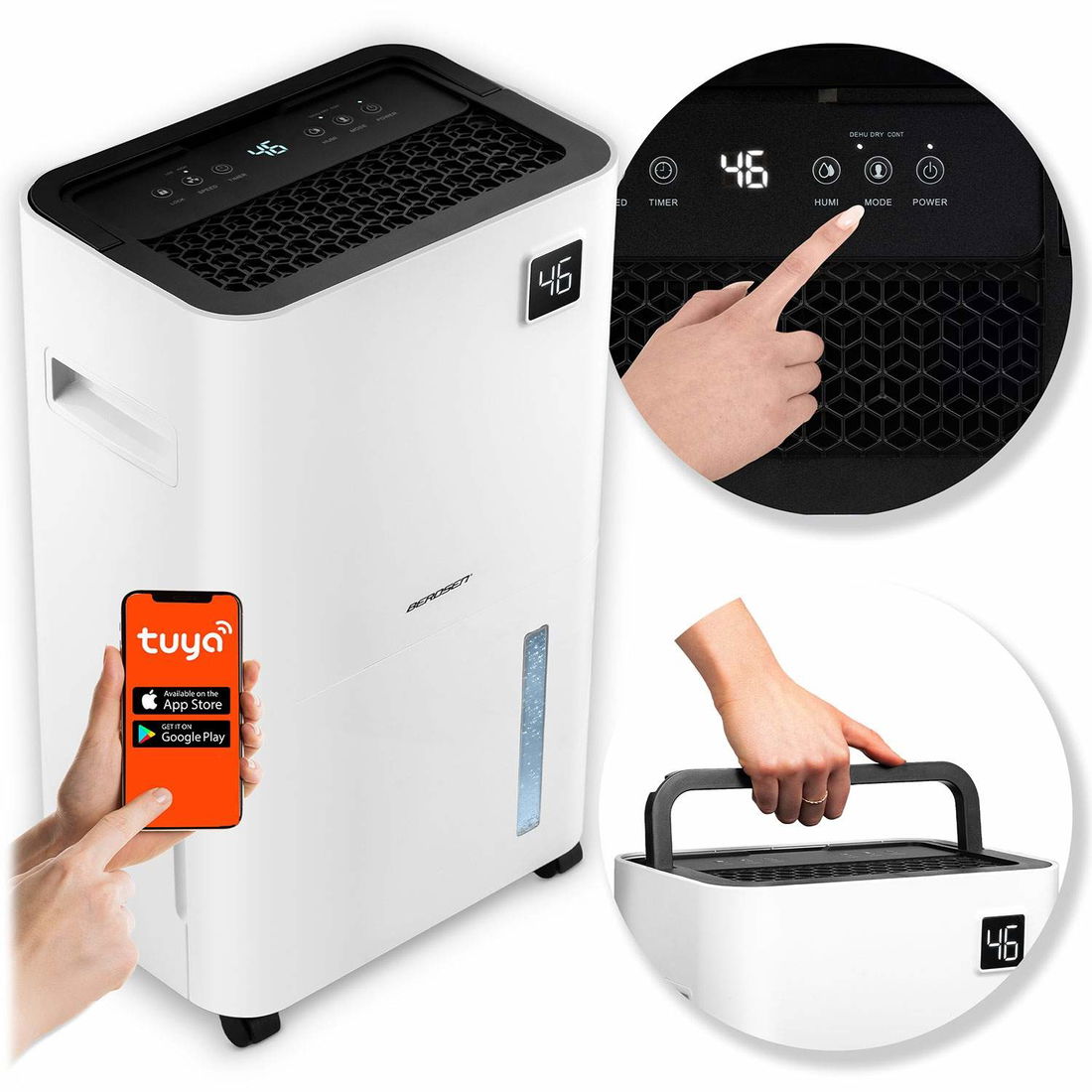 Avfukter med Wi-Fi, 20 l/dag – 3 moduser og timer | eStore