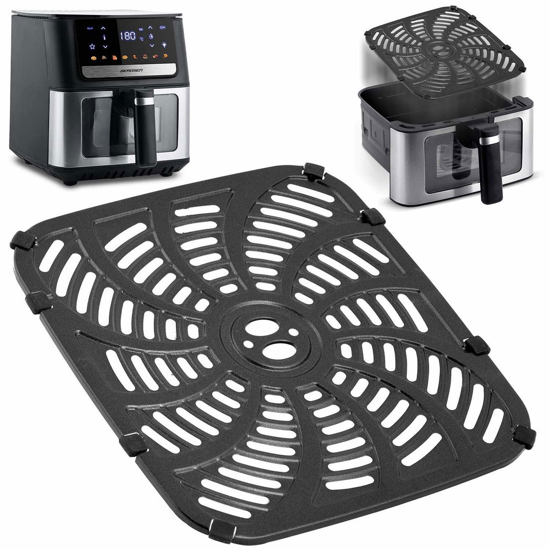 Grillbrett til airfryer, non-stick rustfritt stål, 24x22,5 cm | eStore