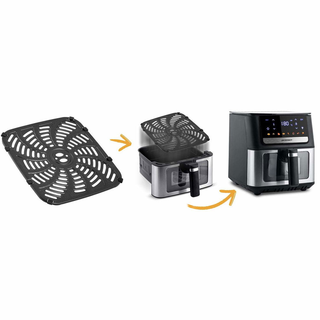 Grillbrett til airfryer, non-stick rustfritt stål, 24x22,5 cm | eStore