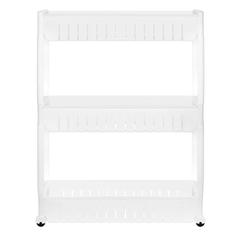 Smal vogn i plast for kjøkken og bad - Hvit | eStore