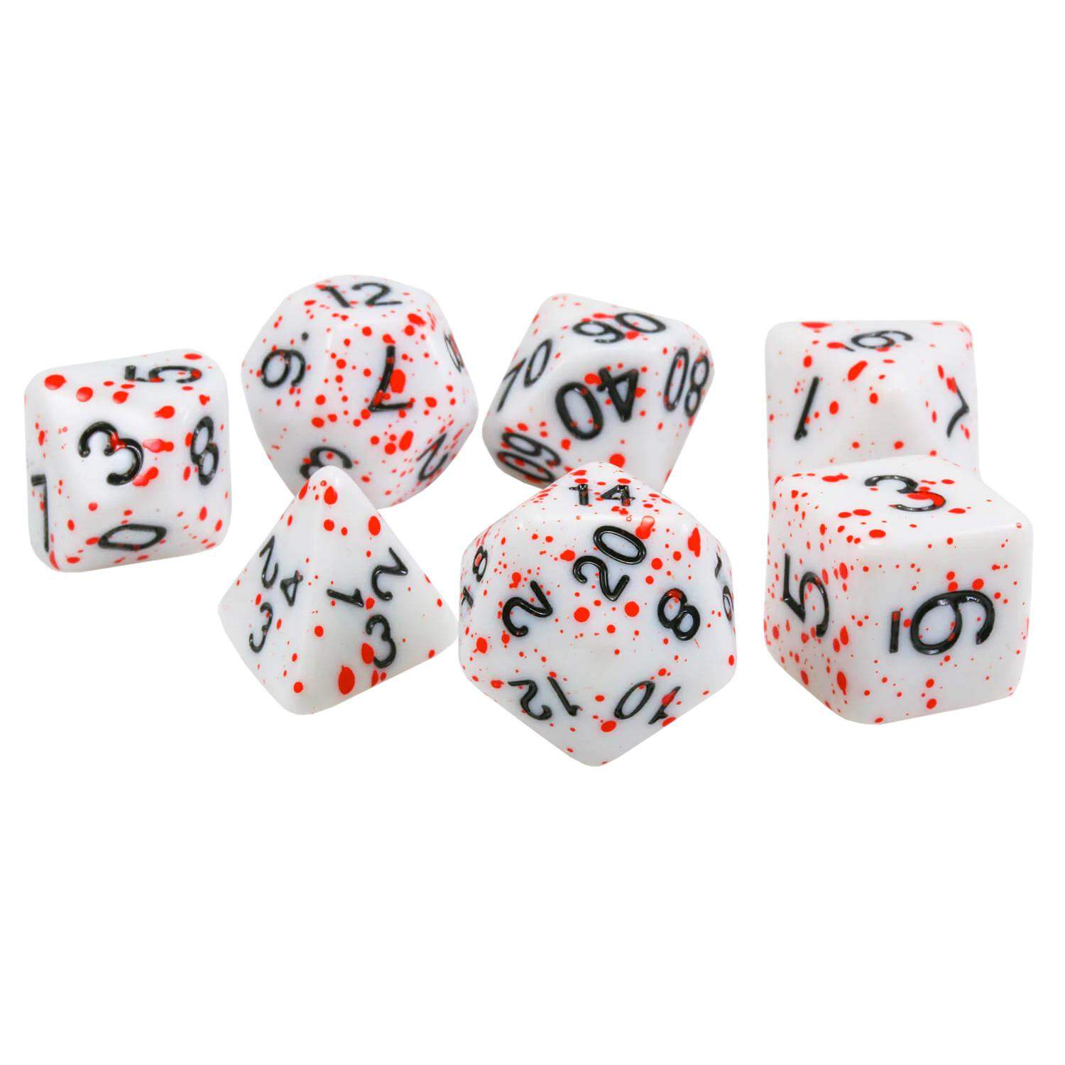 7x Terninger for Dungeons & Dragons (DnD) - Hvit/Rød | eStore