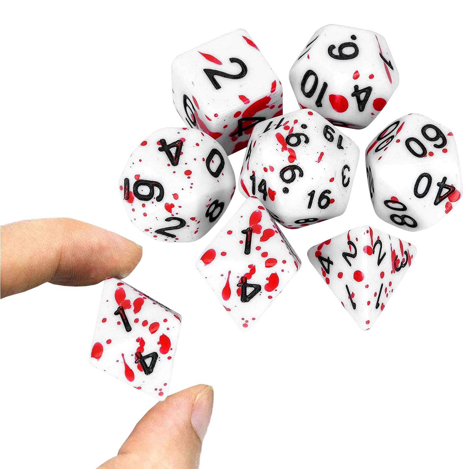 7x Terninger for Dungeons & Dragons (DnD) - Hvit/Rød | eStore