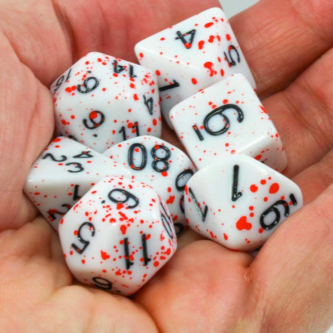 7x Terninger for Dungeons & Dragons (DnD) - Hvit/Rød | eStore