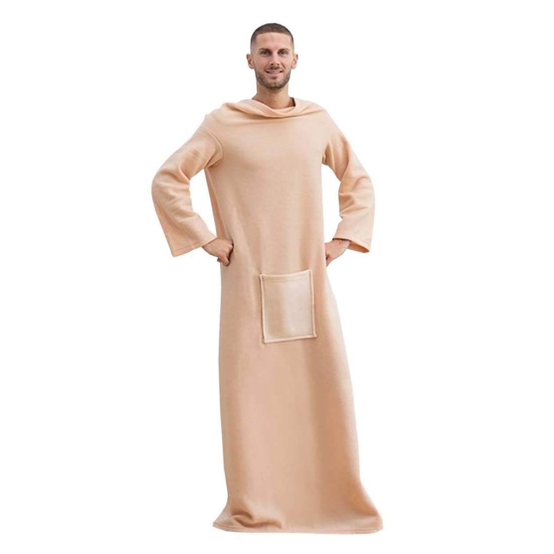 Teppe med ermer og lomme - Beige | eStore