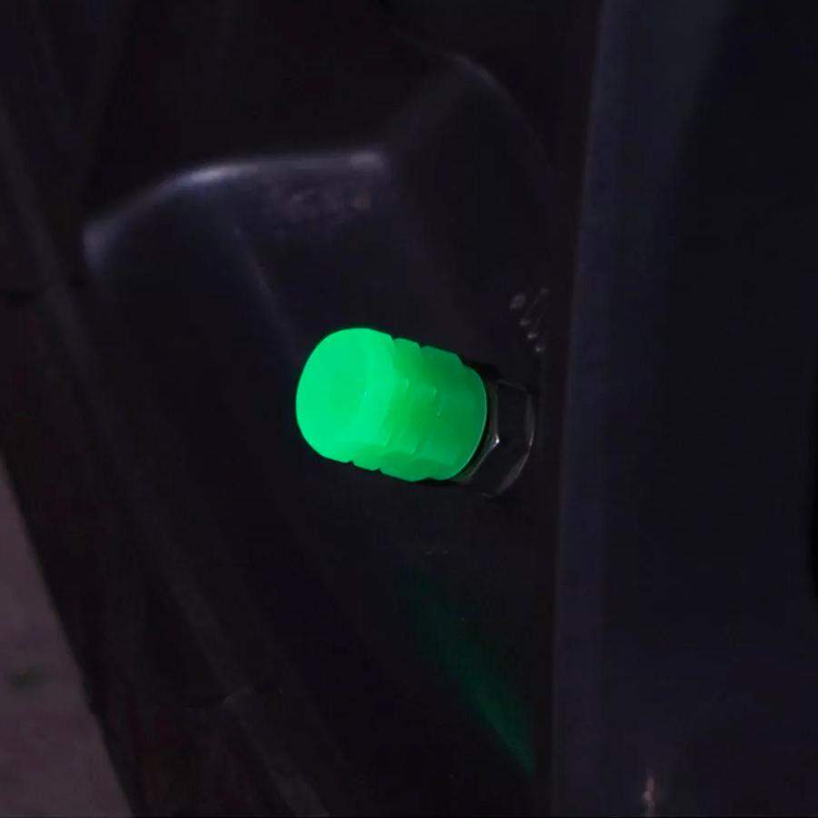 4x Selvlysende ventilhetter for bilventil - Grønn | eStore